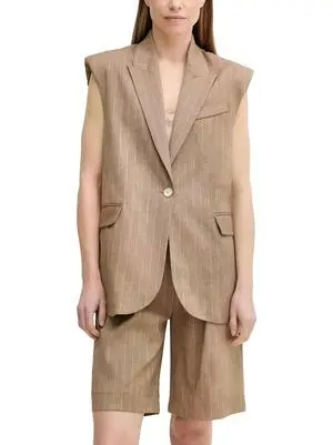 LA PETITE FRANÇAISE Valmy Pinstripe Waistcoat - Neutrals