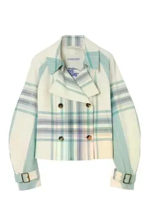 Burberry Cropped Check Ladybrook Trench Jacket - Neutrals