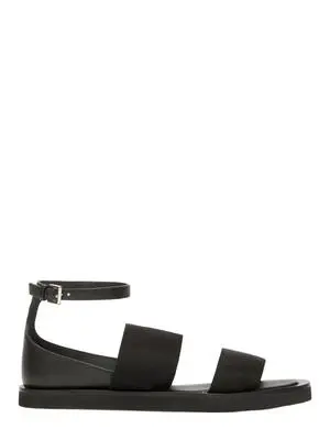 Max Mara Flat Leather Sandals - Black