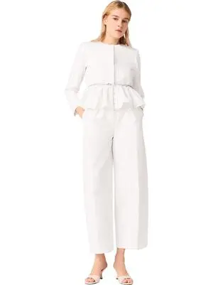 Maje Cropped Jacket With Jeweled Belt - White