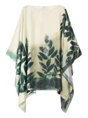 Marina Rinaldi Silk Twill Tunic Top - Green