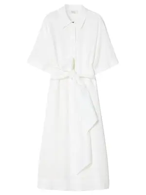Marina Rinaldi Linen Midi Shirt Dress - White