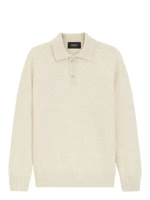 BOSS Cashmere Polo Sweater - White