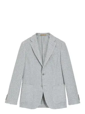 BOSS Linen-silk-cotton Slim Blazer - Blue