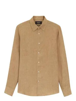 BOSS Linen Slim-fit Shirt - Beige