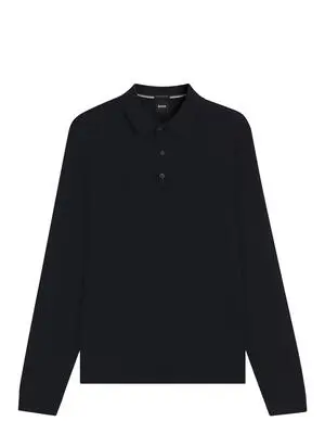 BOSS Virgin Wool Polo Sweater - Blue