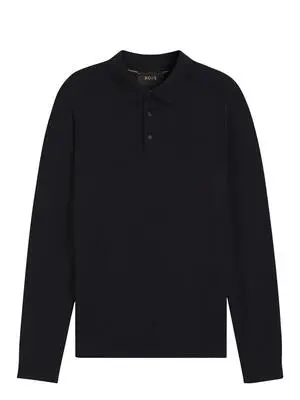 BOSS Wool-silk-cashmere Polo Sweater - Blue