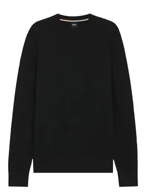BOSS Cotton Textured Sweater - Black