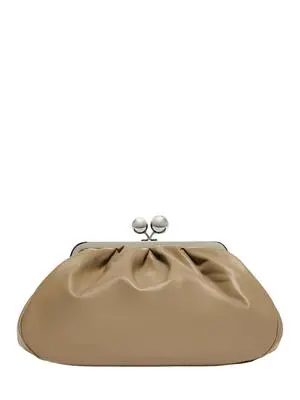 Max Mara Medium Leather Pasticcino Clutch - Beige