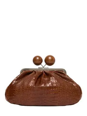 Max Mara Medium Croc-embossed Pasticcino Clutch - Red