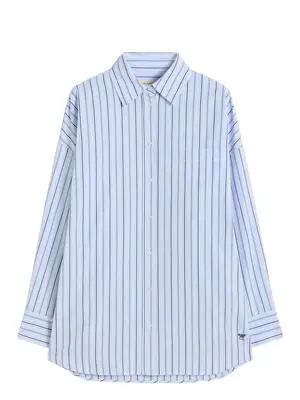 Max Mara Cotton Striped Oversized Shirt - Blue