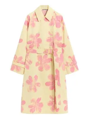 Max Mara Cotton Floral Trench Coat - Yellow