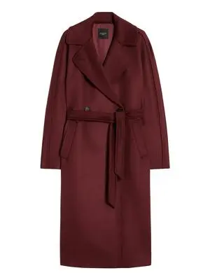 Max Mara Virgin Wool Wrap Coat - Red