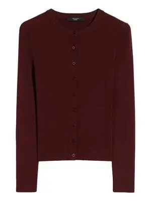 Max Mara Ribbed Crew-Neck Cardigan Red