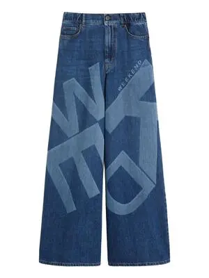 Max Mara Logo-printed Wide-leg Jeans - Blue