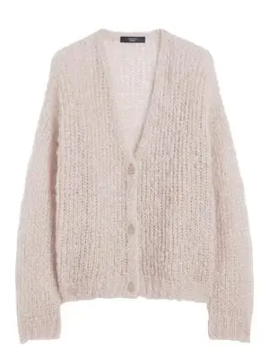 Max Mara Mohair-wool-blend V-neck Cardigan - Beige