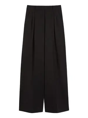 Max Mara Virgin Wool Wide-leg Trousers - Black