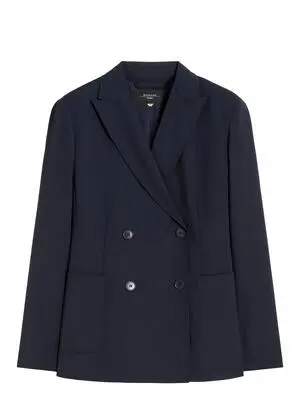 Max Mara Virgin Wool Double-breasted Blazer - Blue