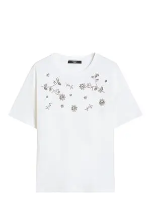Max Mara Embellished Cotton T-shirt - White