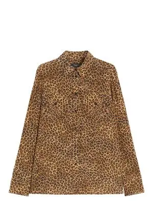 Max Mara Silk Leopard Print Shirt - Beige
