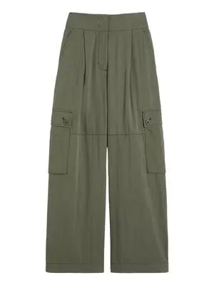Max Mara Cotton-blend Wide Leg Cargo Trousers - Green