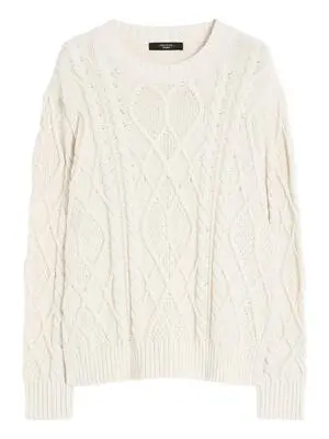 Max Mara Weekend Max Mara Cotton-Blend Cable-Knit Sweater White