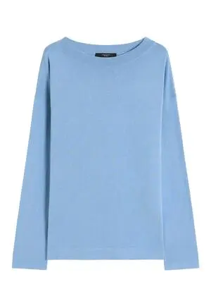 Max Mara Silk-cotton Boat-neck Sweater - Blue