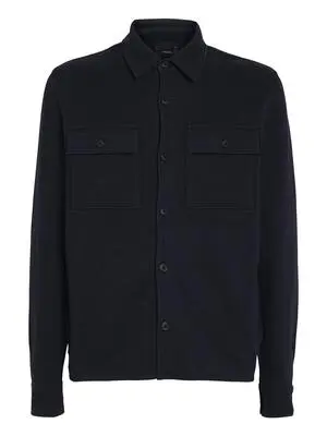 Vince Stretch Cotton-tencel Overshirt - Navy