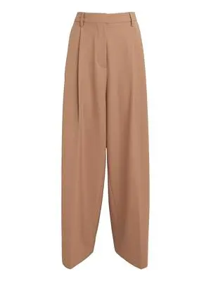 Fabiana Filippi Wool-blend Pleated Chinos - Brown