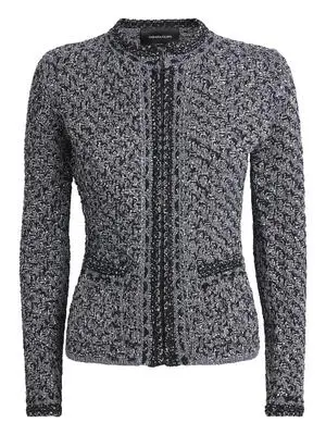 Fabiana Filippi Embellished Tweed Zip-up Cardigan - Navy