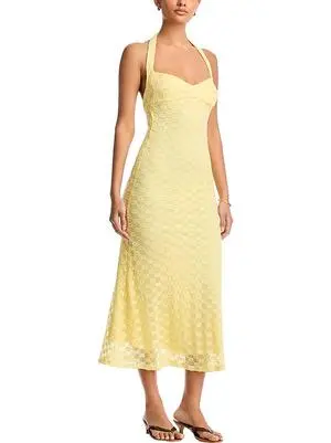 Bardot Mariko Halter Neck Midi Dress - Canary Yellow