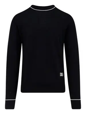 Dolce & Gabbana Virgin Wool Sweater With Dg Logo - Black