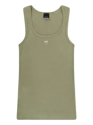 Pinko Calcolatore Cotton Tank Top With Logo - Green