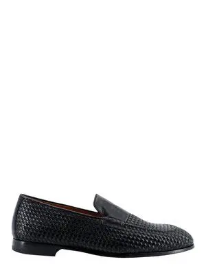 DOUCAL'S Braidy Leather Loafers - Black