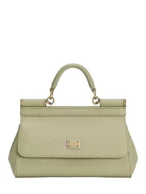 Dolce & Gabbana Sicily Small Leather Shoulder Bag With Metal Logo Patch - Green