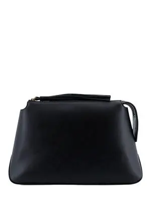 Pinko Leather Shoulder Bag With Metal Logo Detail - Black