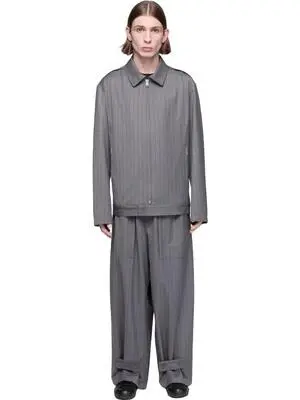 Adidas Y-3 Pinstripe Refined Wool Wide Leg Trousers - Granite / Black