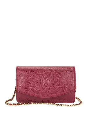 Chanel Calfskin Timeless Wallet On Chain - Red