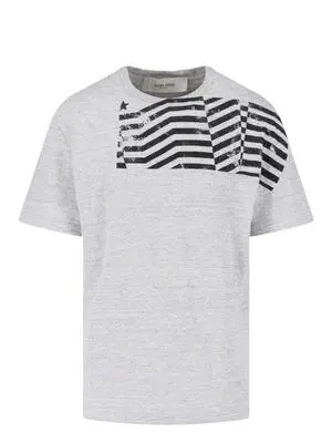 GOLDEN GOOSE Flag Print' T-shirt - Gray