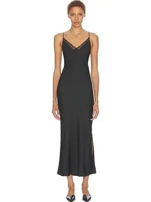 THE ROW Barina Lace-trimmed Silk Maxi Dress - Black