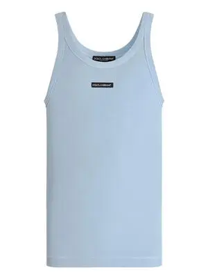 Dolce & Gabbana Cotton Tank Top With Print - Azure