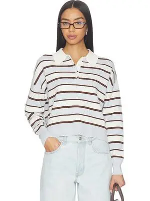 525 America Seraphina Cropped Rugby Pullover - Arctic Ice Stripe