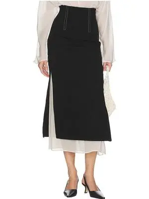 HELSA Layered Skirt - Black & Ivory