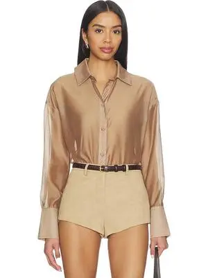 4TH & RECKLESS Gracey Sheer Shirt - Taupe