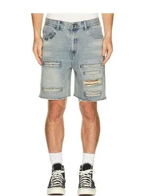 MIDNIGHT RODEO Distressed Denim Shorts - Light Blue Wash