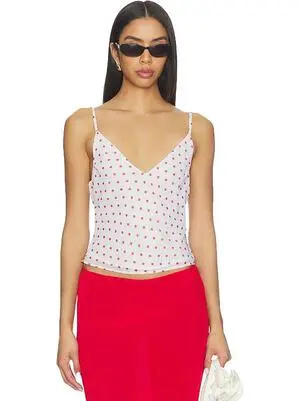 BELLA VENICE X Sila Slip Top - White & Red