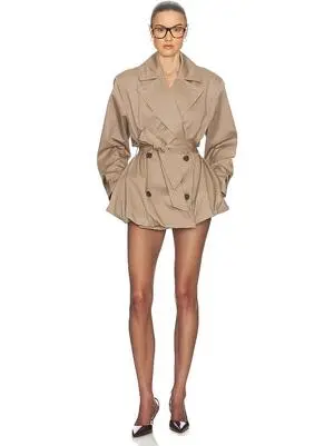 HELSA Short Bubble Hem Trench - Stone