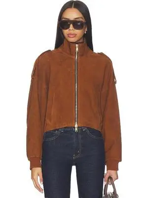 ALLSAINTS Lowden Suede Jacket - Cognac Brown