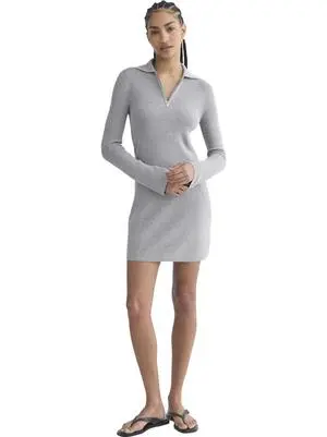 Everlane Knit Quarter-zip Polo Sweater Dress - Light Heathered Grey