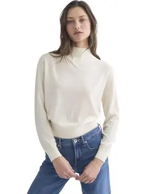 Everlane Mockneck Ultrafine Merino Sweater - Bone
